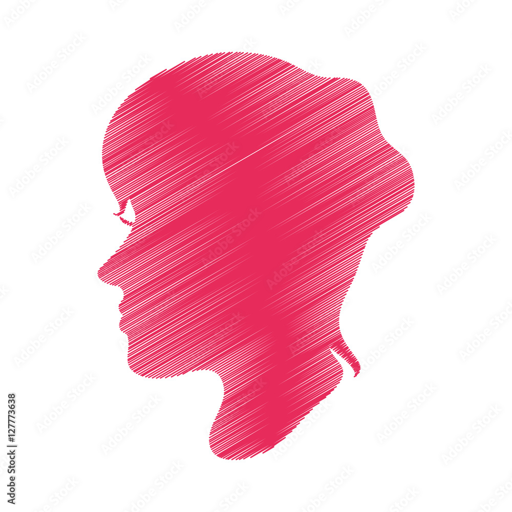 Striped woman head profile icon. Female avatar person and people theme ...