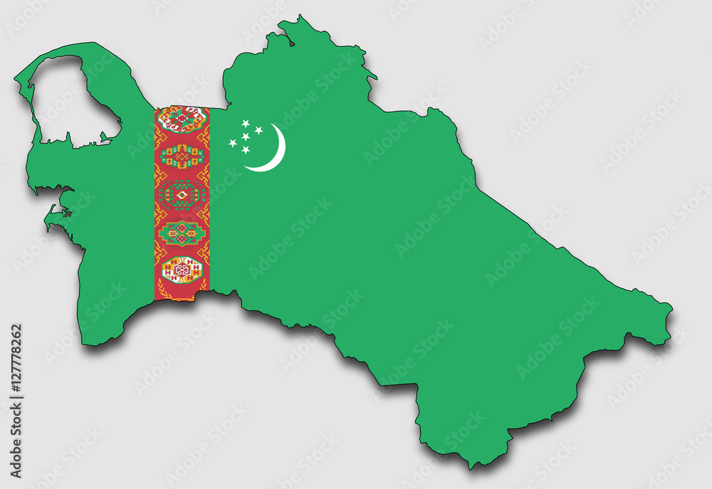 Map of Turkmenistan, Filled with the National Flag Stock Vector | Adobe ...