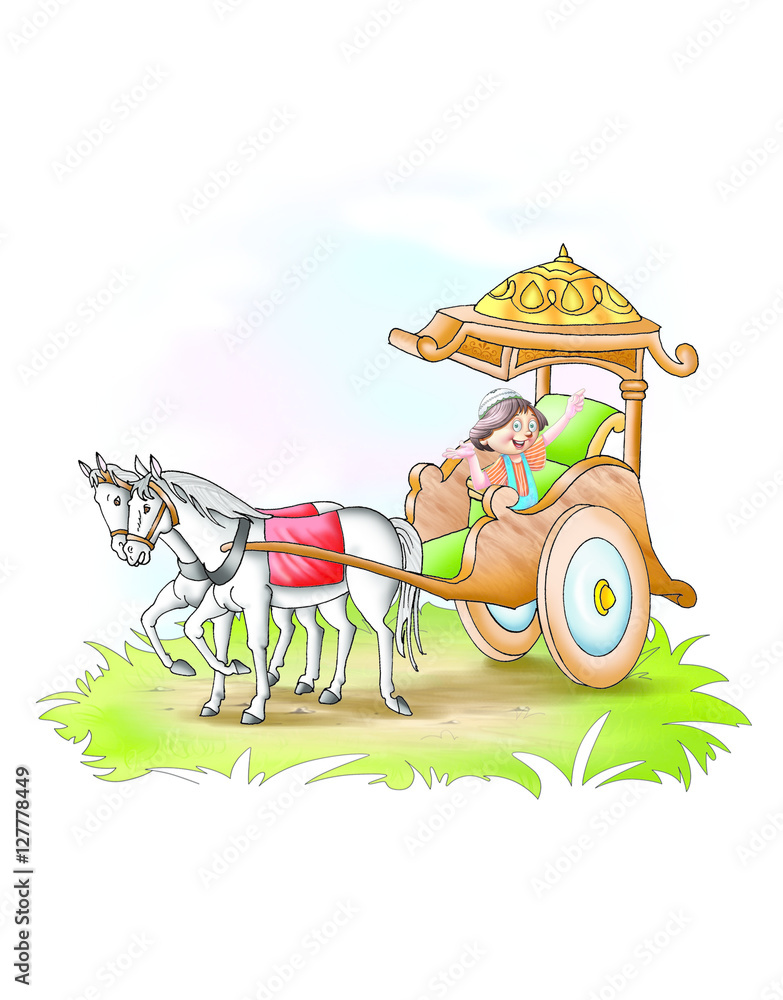 Boy on horse chariot Stock Illustration | Adobe Stock