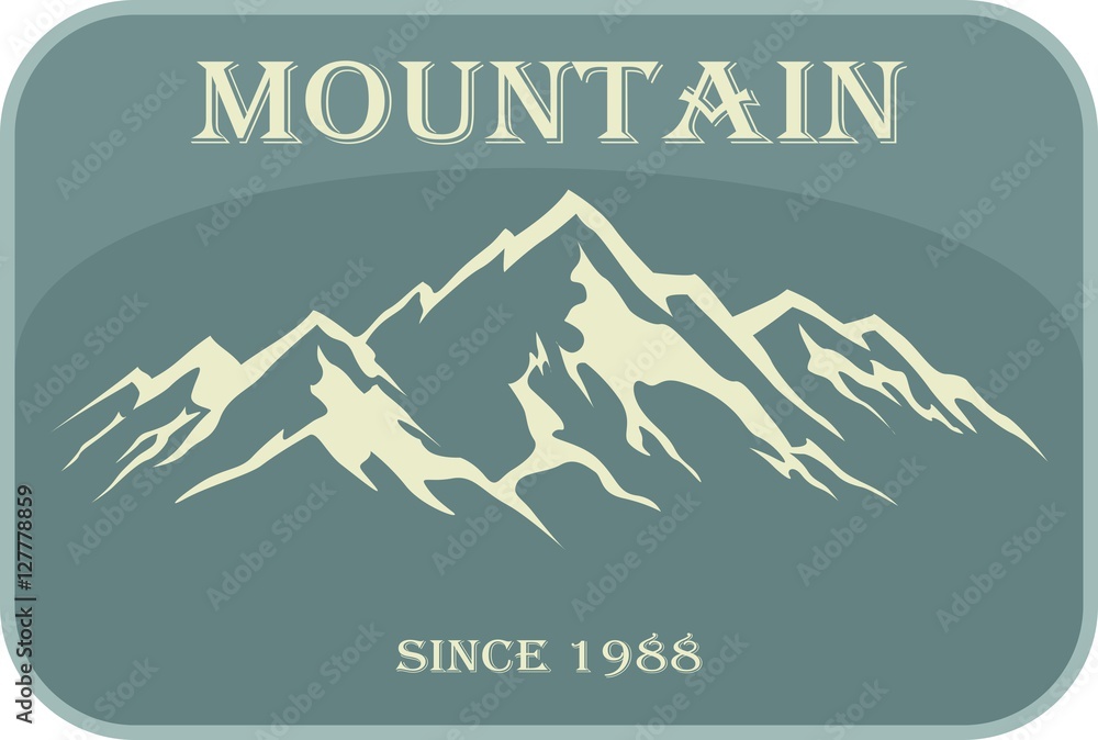 Emblem of mountain climbing. Symbol of outdoor adventure. Hiking badges ...