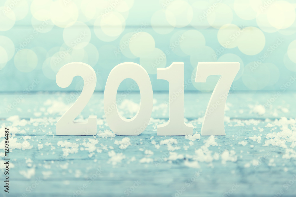 Composition with a wooden number 2017 as a symbol of the coming ...