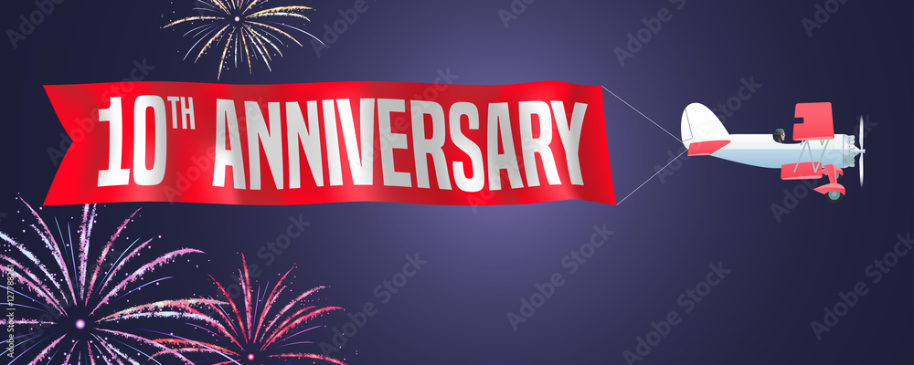 10 years anniversary vector illustration, banner, flyer, icon, symbol ...