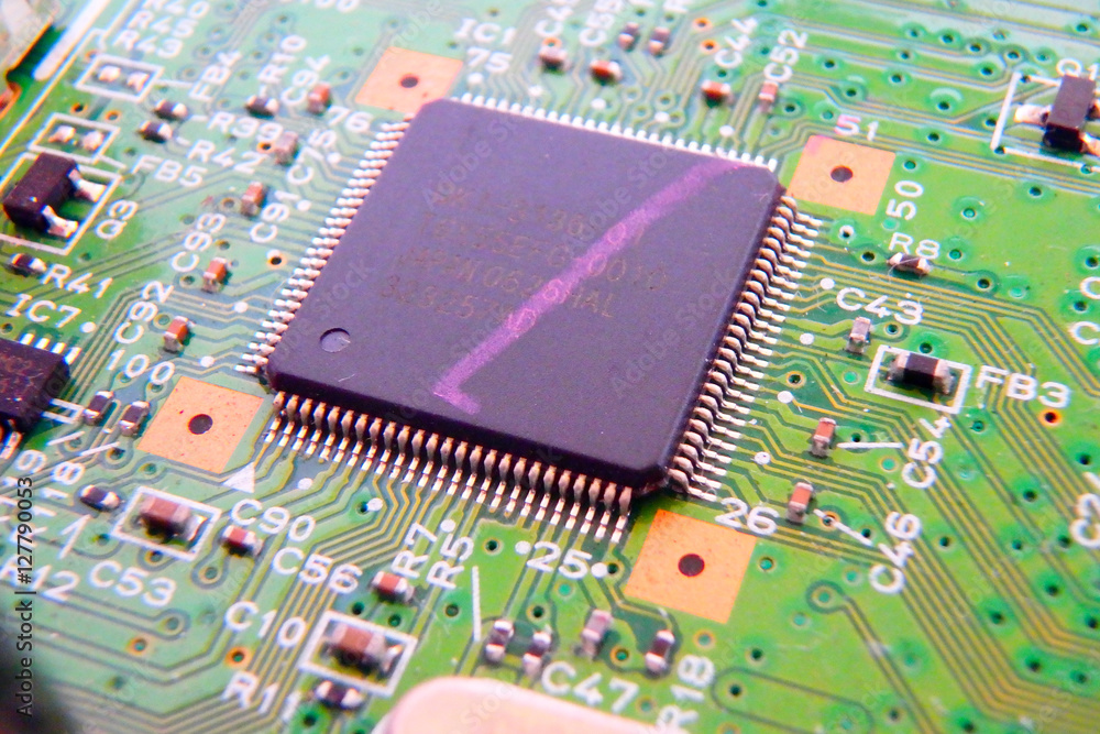 Close up Electronic chip on circuit board Stock Photo | Adobe Stock