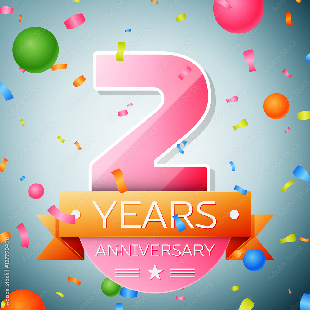 Two years anniversary celebration background. Anniversary ribbon Stock ...