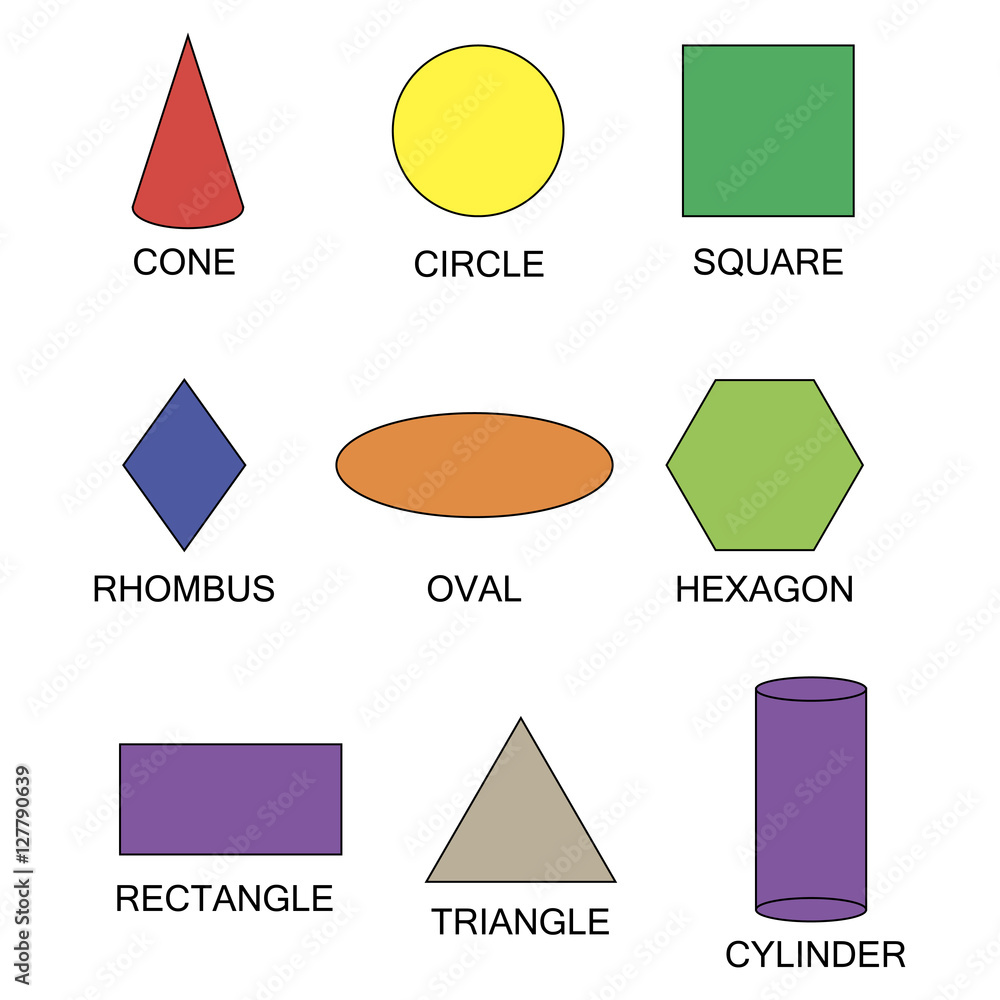 Set Geometric shapes. Suitable for educational posters for schools ...