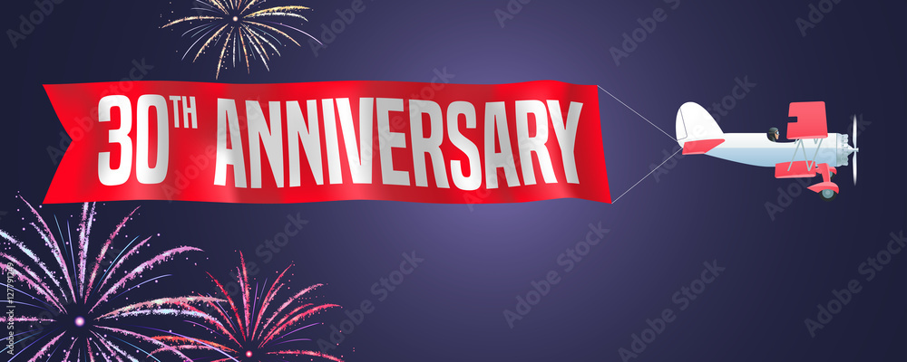 30 years anniversary vector illustration, banner, flyer Stock Vector ...