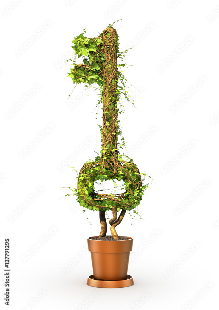 The green plant in form of key. 3d illustration Stock Illustration ...