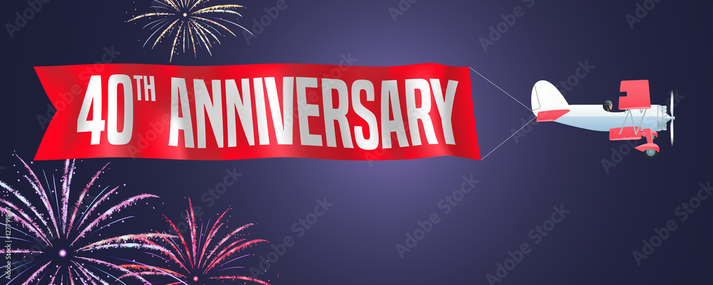 40 years anniversary vector illustration, banner, flyer, icon, symbol ...