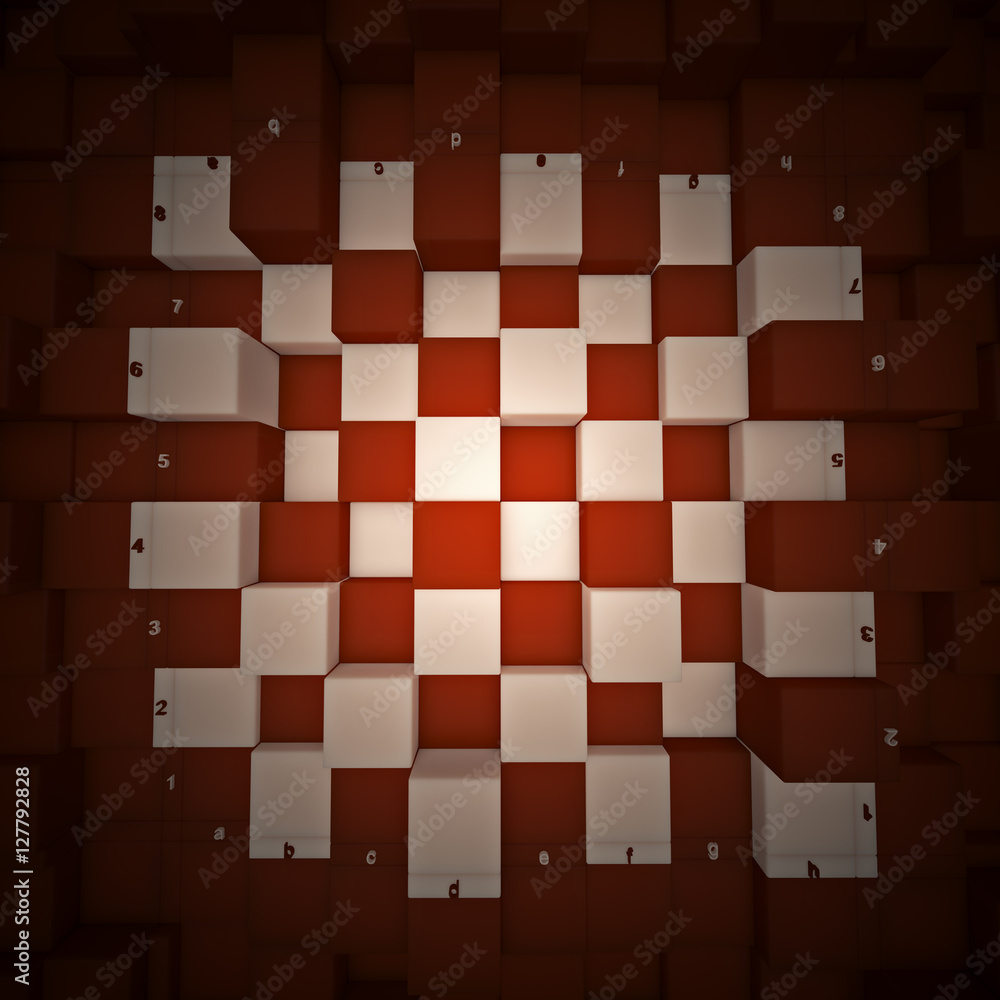 3d chess board on top view. The concept design of futuristic ...