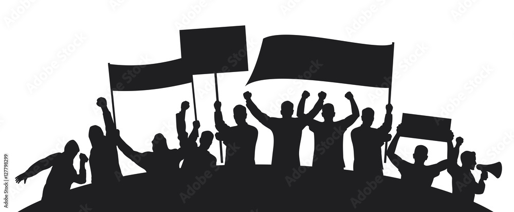 lots of furious people protesting (man holding flag or transparent ...
