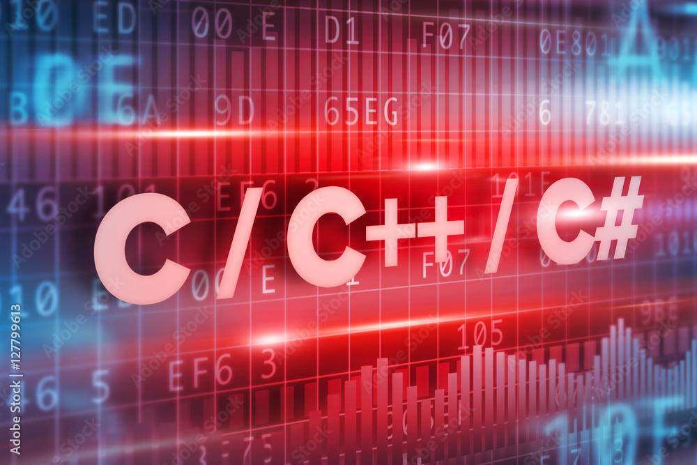 C plus plus abstract concept blue text blue background Stock ...