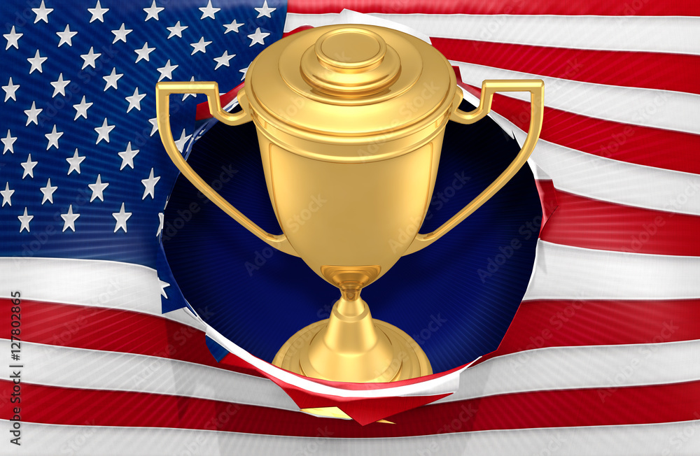American Flag With Award Trophy Concept Stock Illustration | Adobe Stock