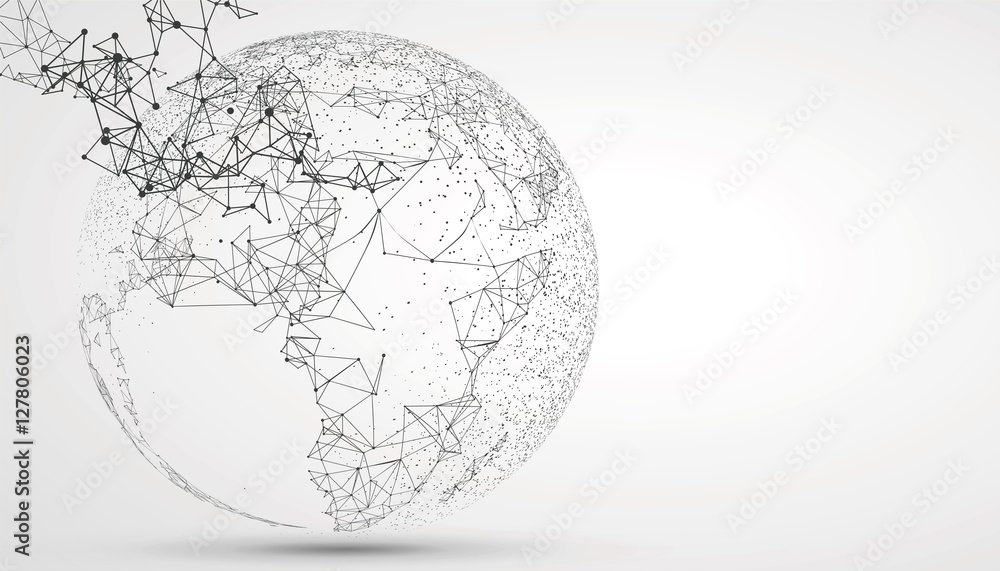 World map point, line, composition, representing the global, Global ...