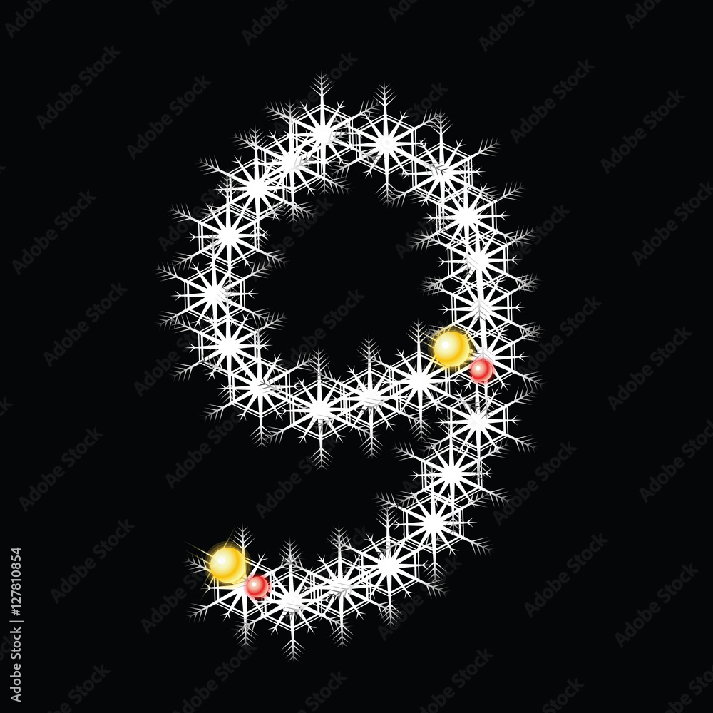 Abstract star Number alphabet character on the black background. Vector ...