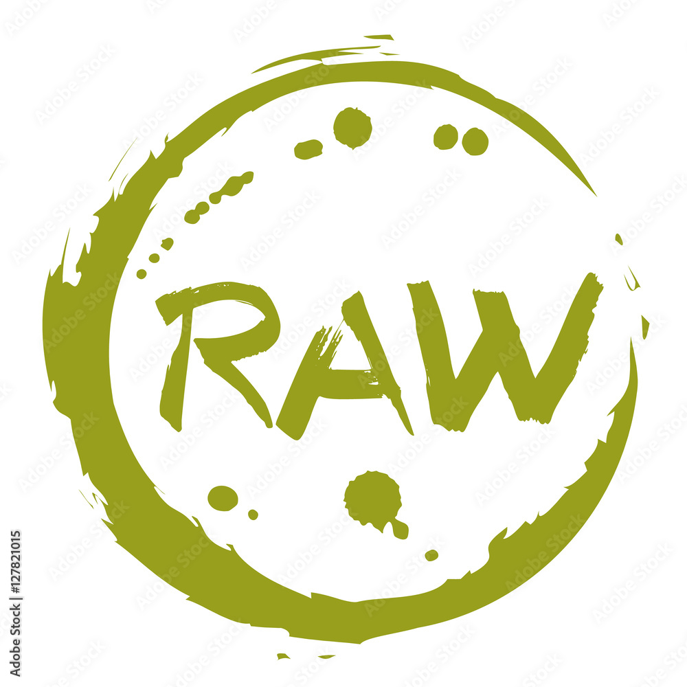 Vecteur Stock Raw food hand drawn round label isolated vector ...