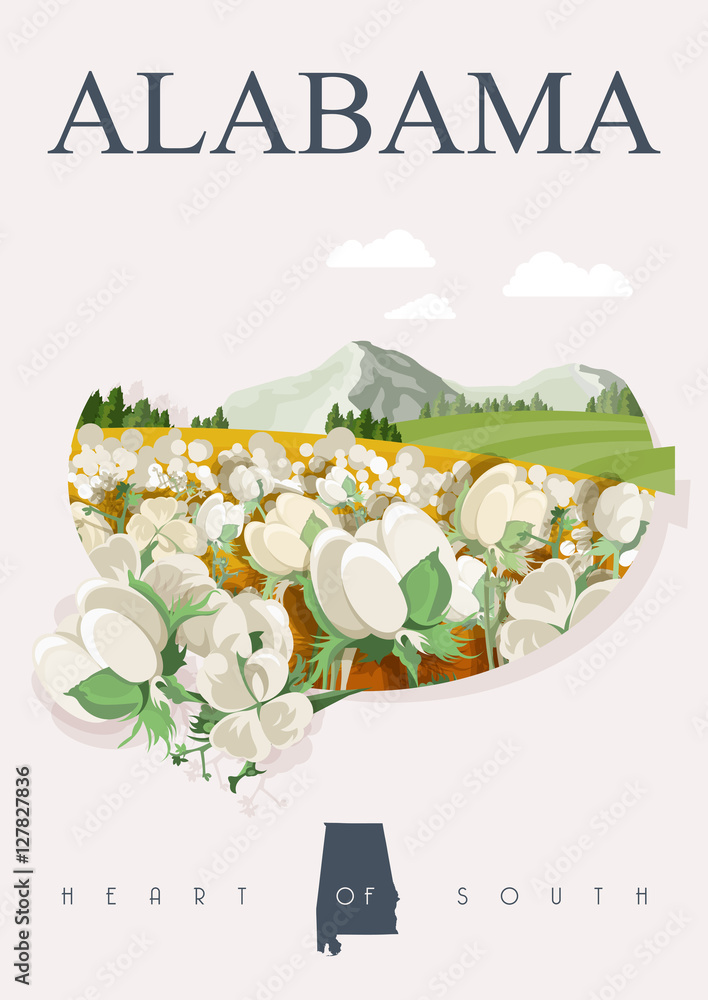 Alabama vector poster. American travel banner. Illustration about ...