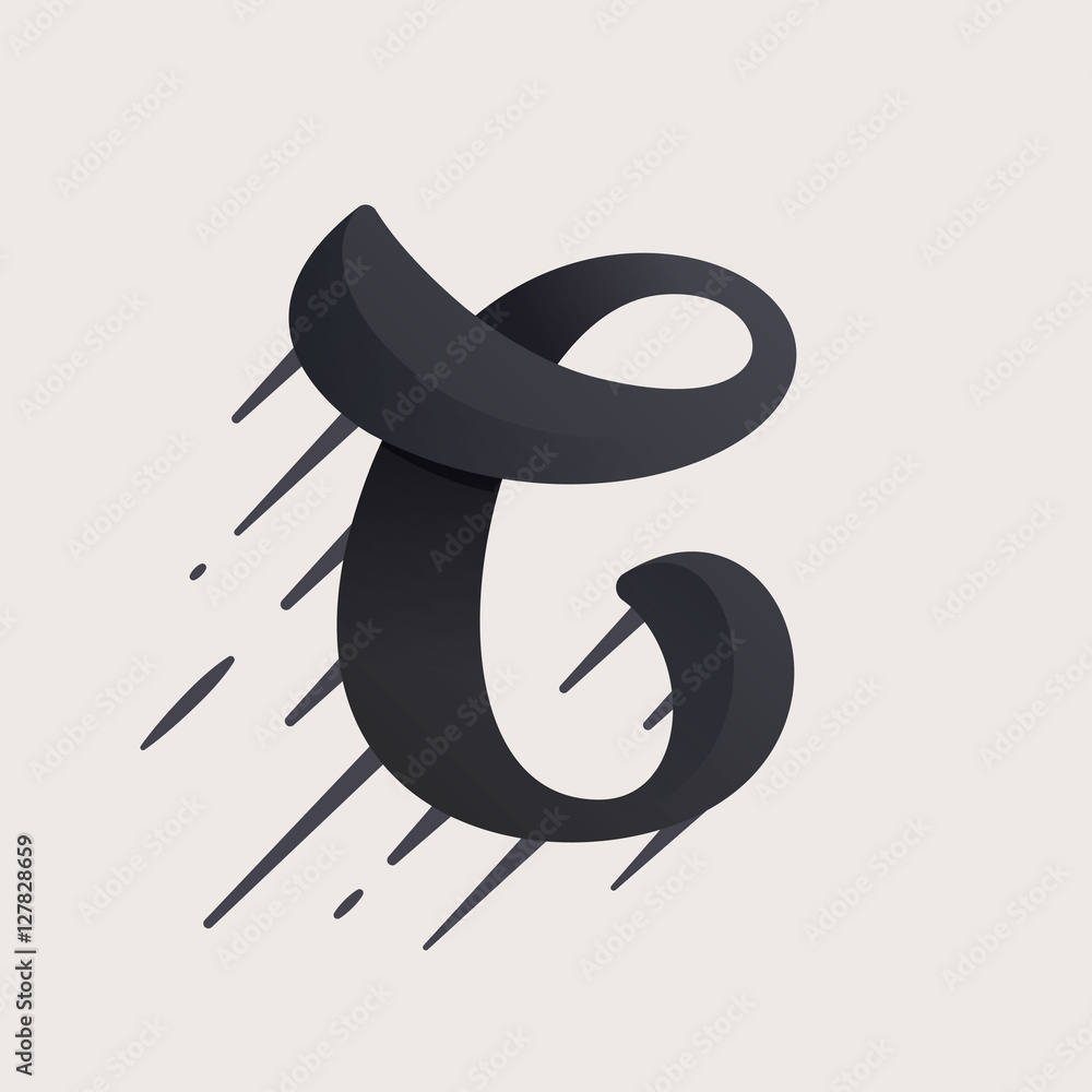 C letter logo. Fast speed vector script type. Stock Vector | Adobe Stock