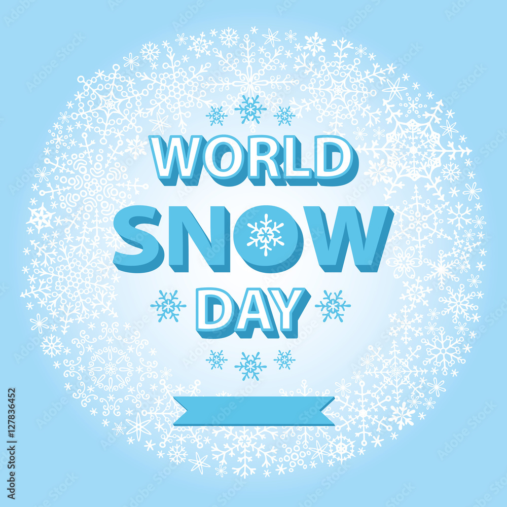 World snow day template.Snowflakes circle wreath Stock Vector | Adobe Stock