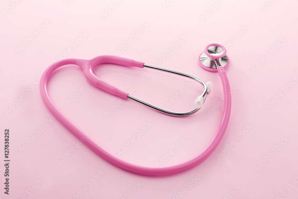 Pink stethoscope on pink background Stock Photo | Adobe Stock