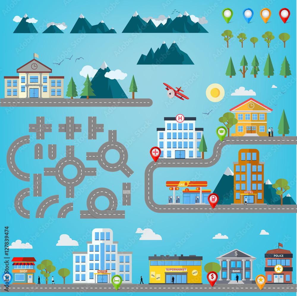 Road construction kit Stock Vector | Adobe Stock