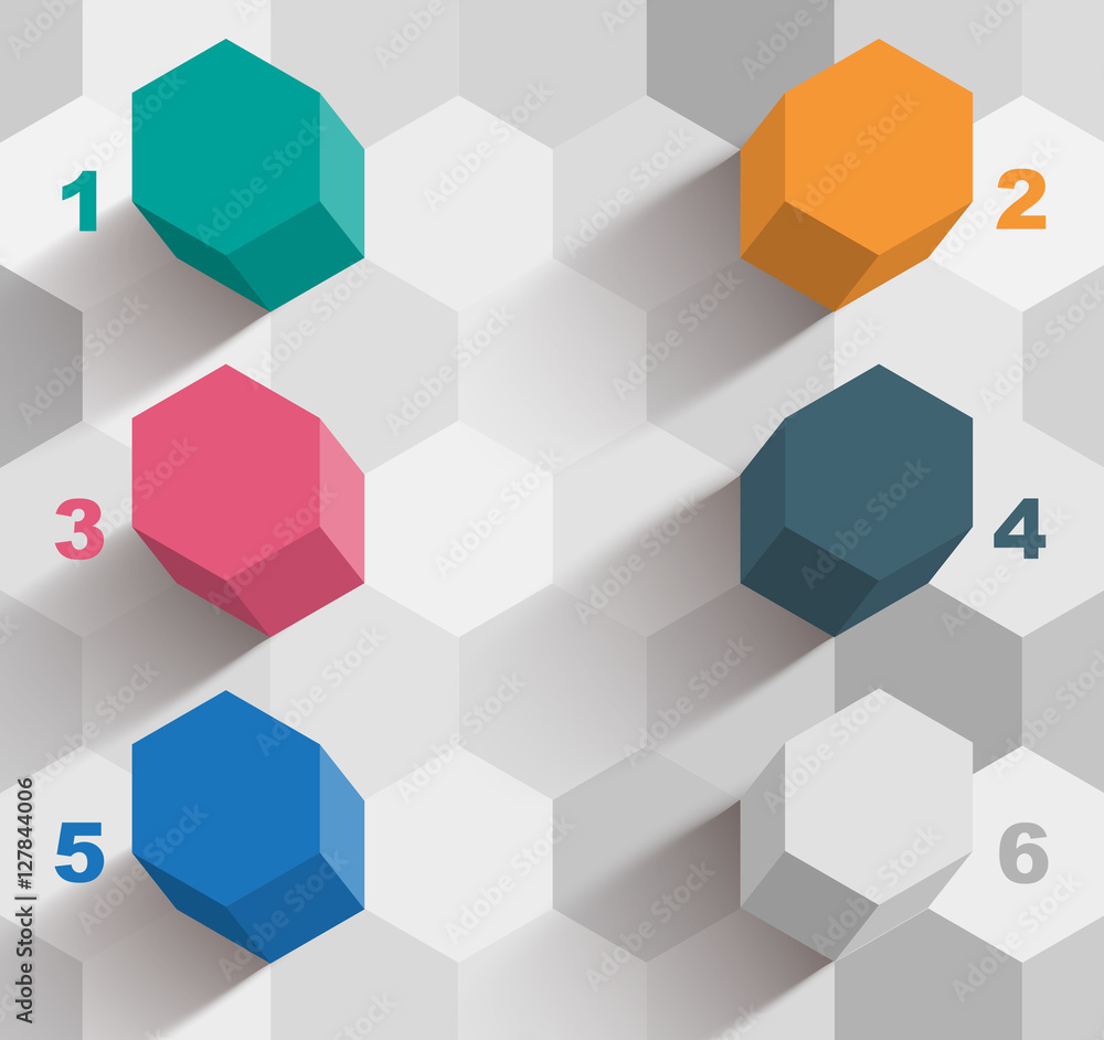 Infographics 3d hexagons template columns for step by step data Stock ...