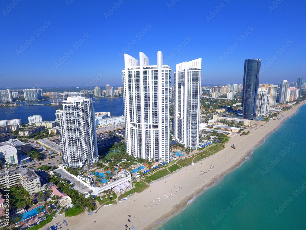 Aerial image Sunny Isles Beach highrise condominiums Stock Photo ...