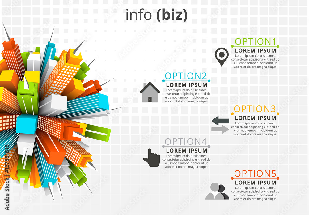 Business Infographic with 3D Building Element Stock Template | Adobe Stock