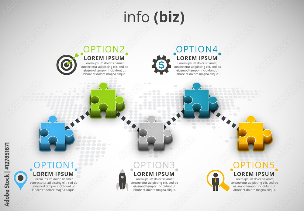 Infographic with 3D Puzzle Piece Element Stock Template | Adobe Stock