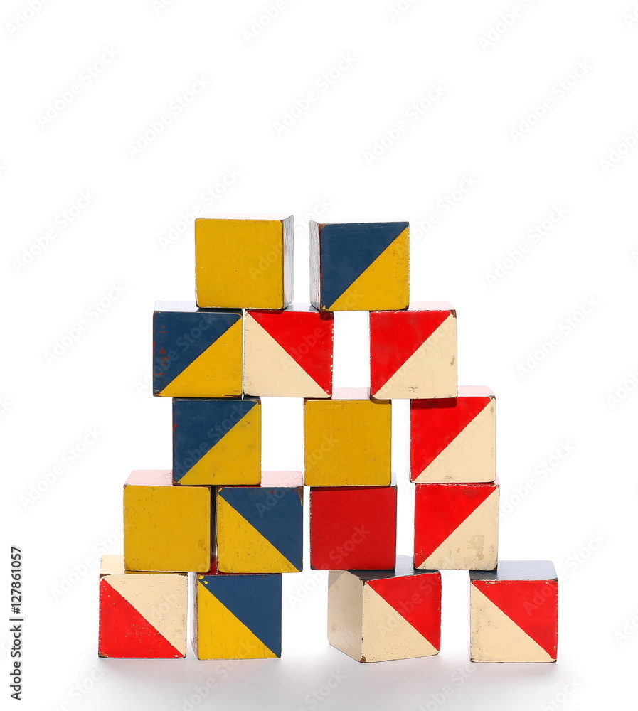 IQ test, Intelligence, old cubes in color isolate on white Stock Photo ...