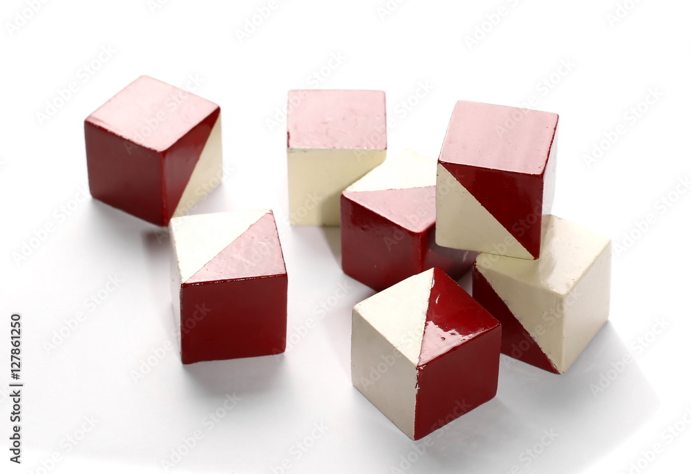 IQ test, Intelligence, old cubes in color isolate on white Stock Photo ...