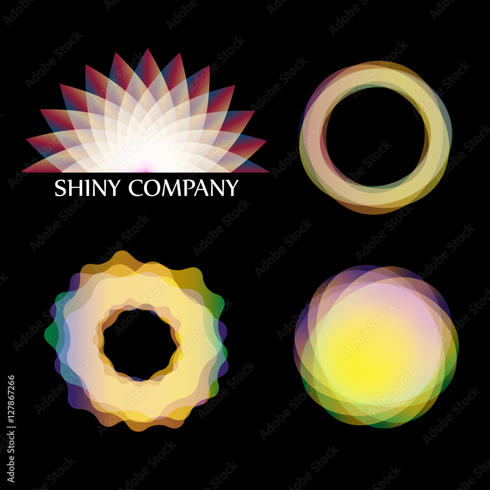 vector set of shiny logos for company on black background Stock Vector ...