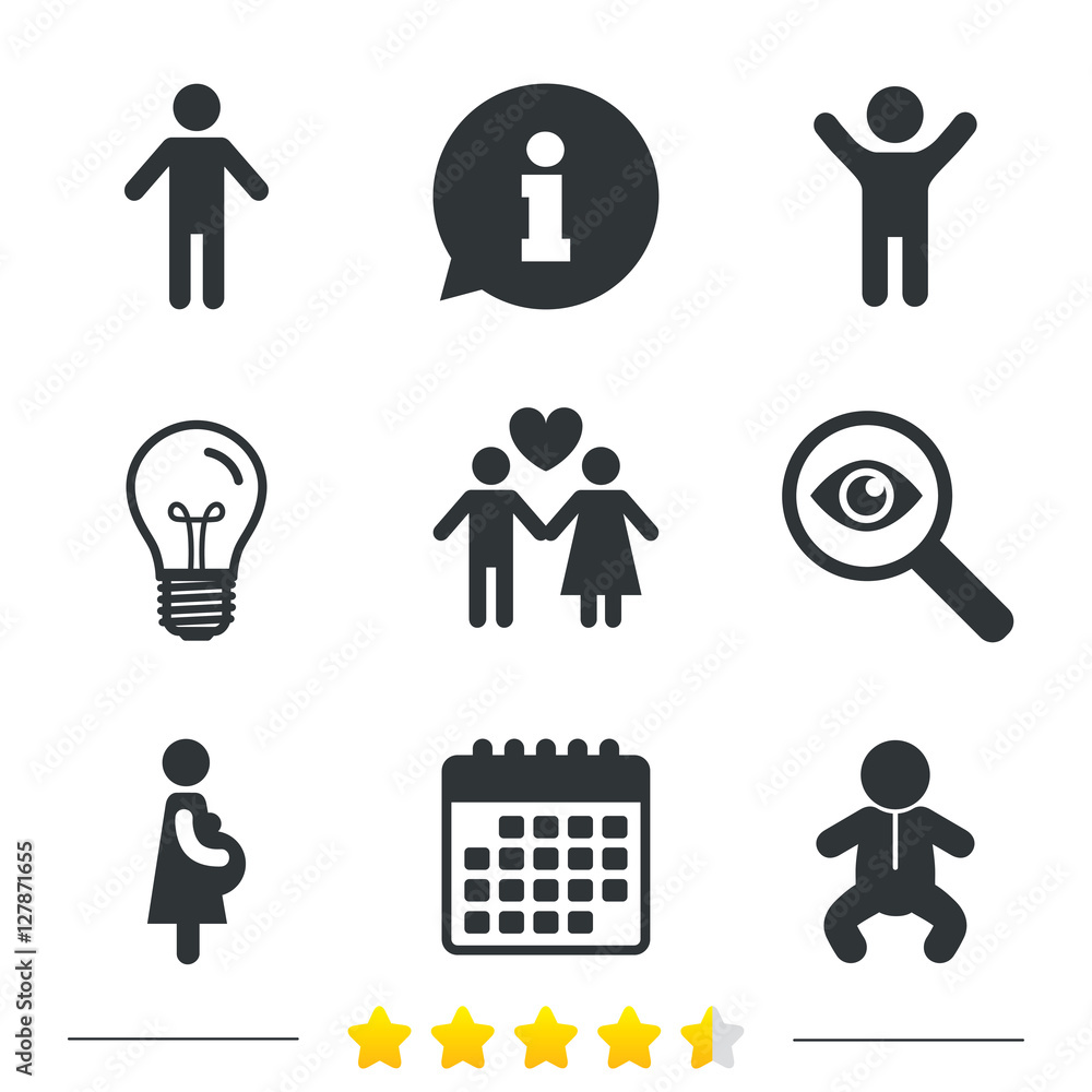 Family lifetime icons. Couple love, pregnancy and birth of a child ...