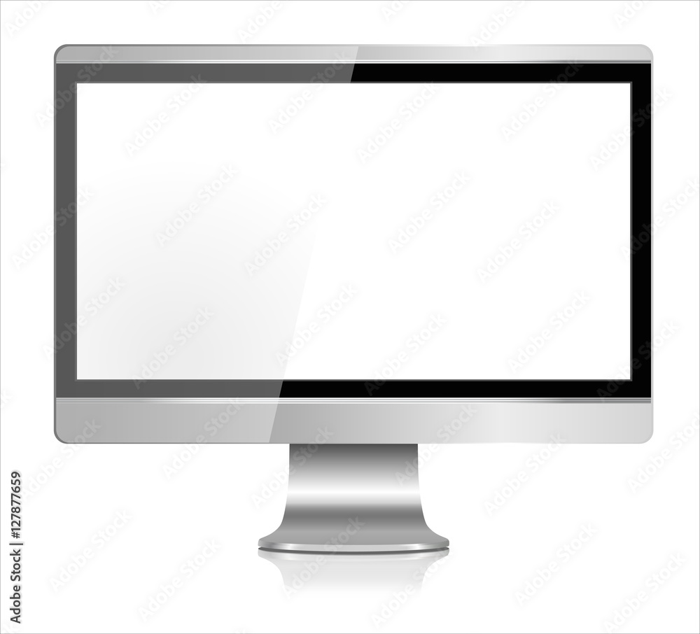 Realistic Modern LCD Computer Monitor Screen in Stainless Steel ...