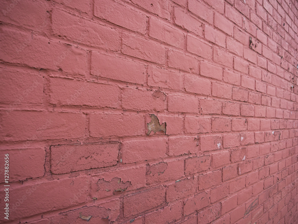 Red Brick Wall with peeling paint Stock Photo | Adobe Stock