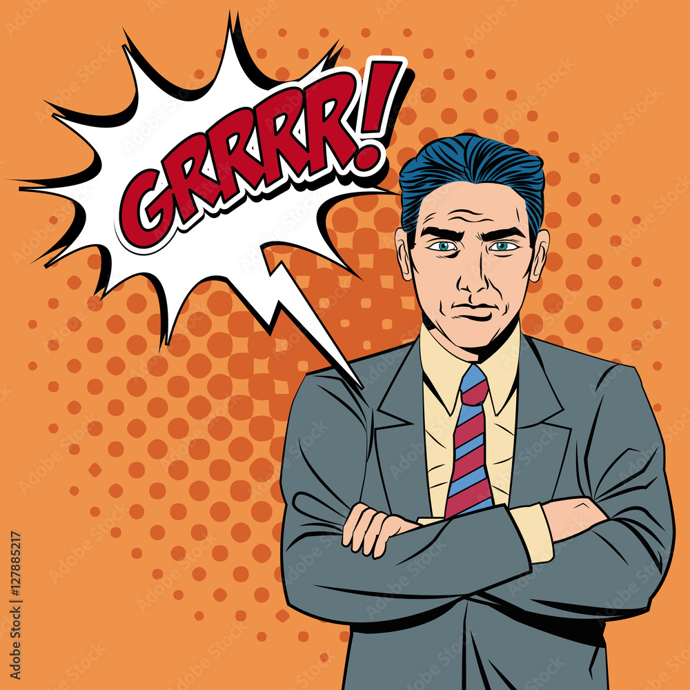 Man cartoon with bubble icon. Pop art style comic retro and expression ...