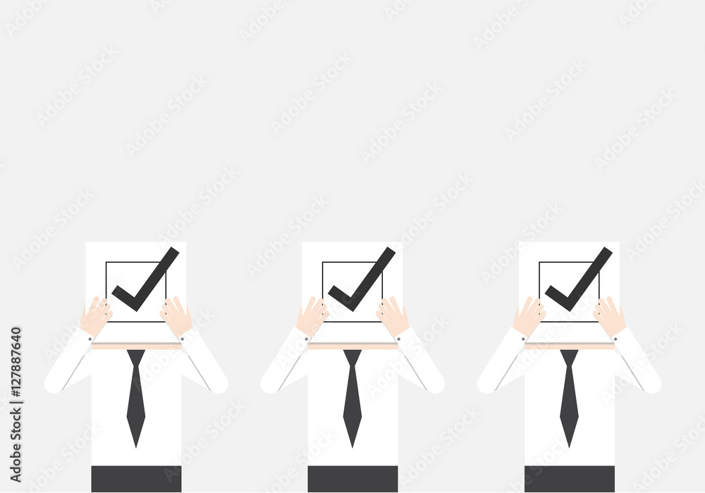 businessmen holding a paper with check box signs, a concept of decision ...