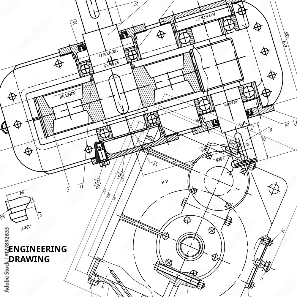 Mechanical Engineering drawing. Engineering Drawing Background. Vector ...