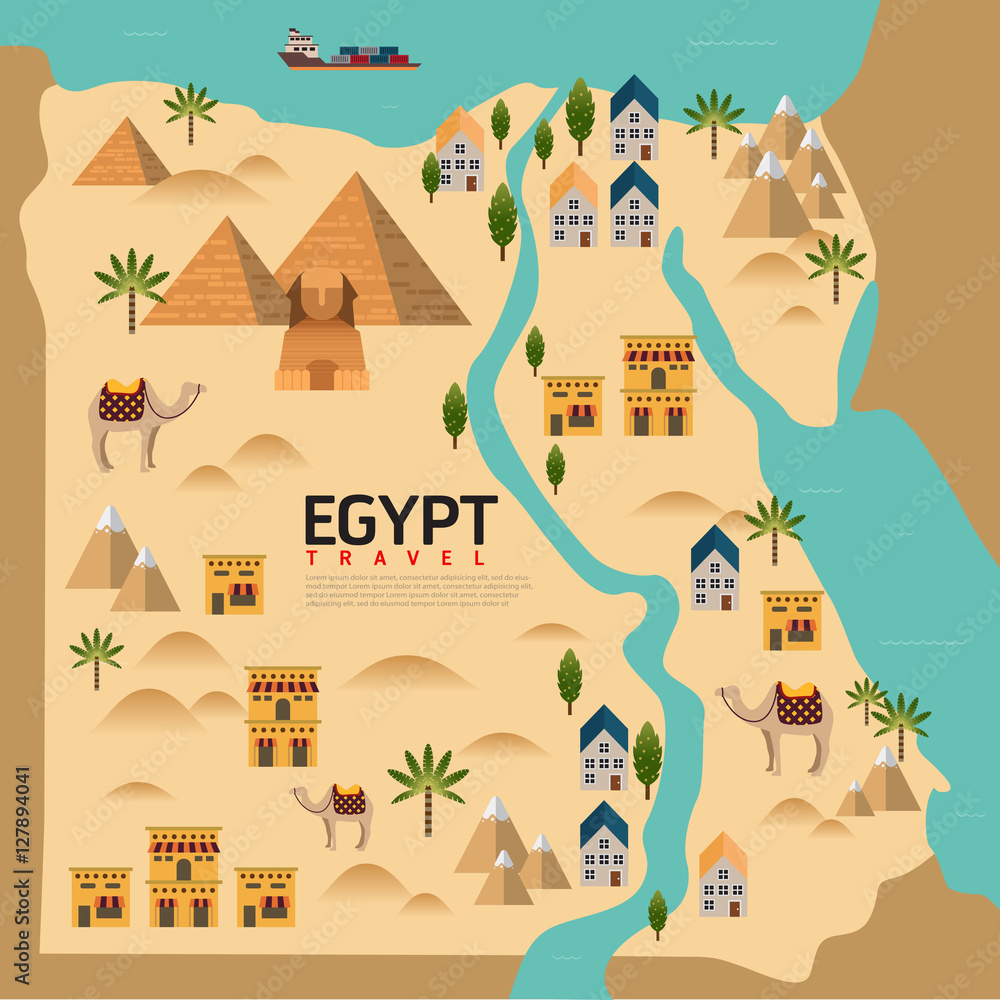 Design Egypt Travel and Landmark Concept.Vector Stock Vector | Adobe Stock