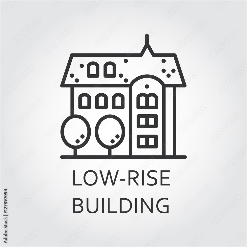 Low-rise building icon in outline style. Urban houses concept Stock ...
