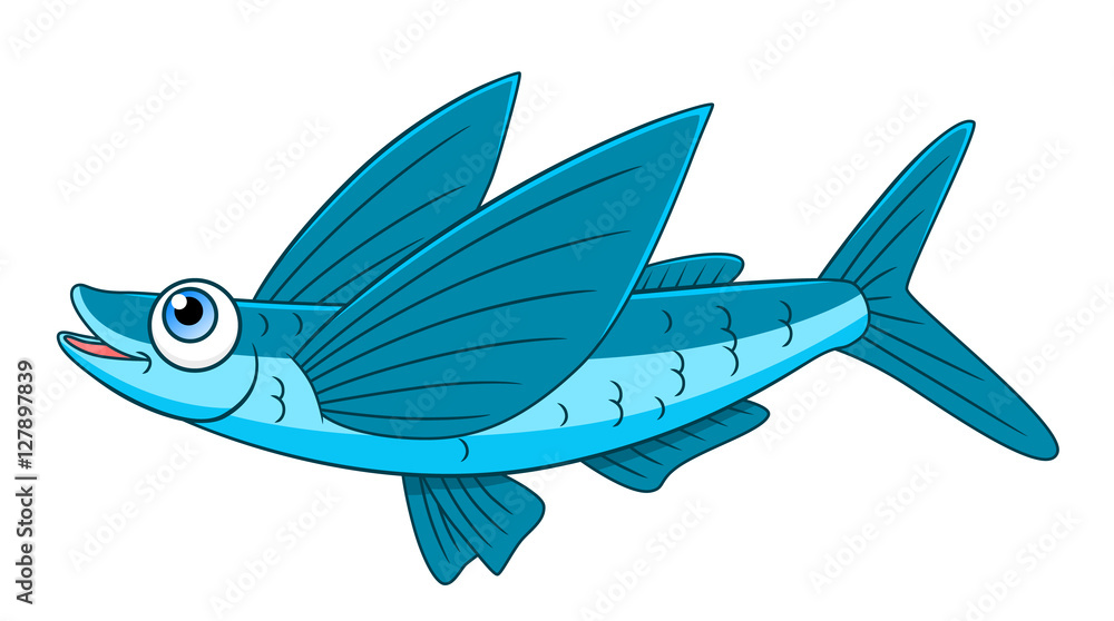 Cartoon flying fish Stock Vector | Adobe Stock