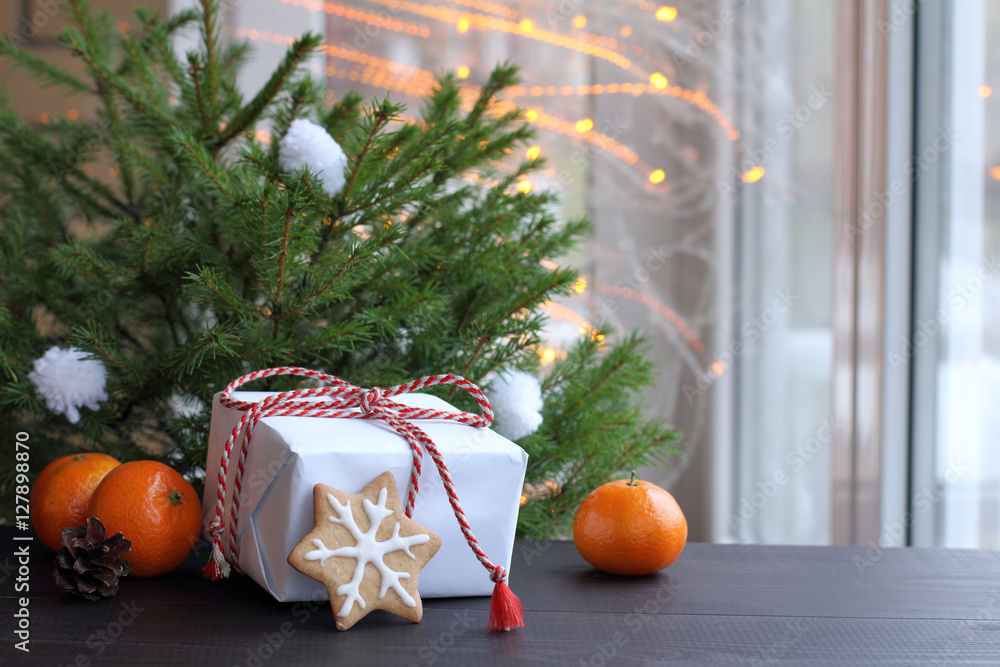 magical holiday feeling/ gingerbread in the shape of a star on the ...