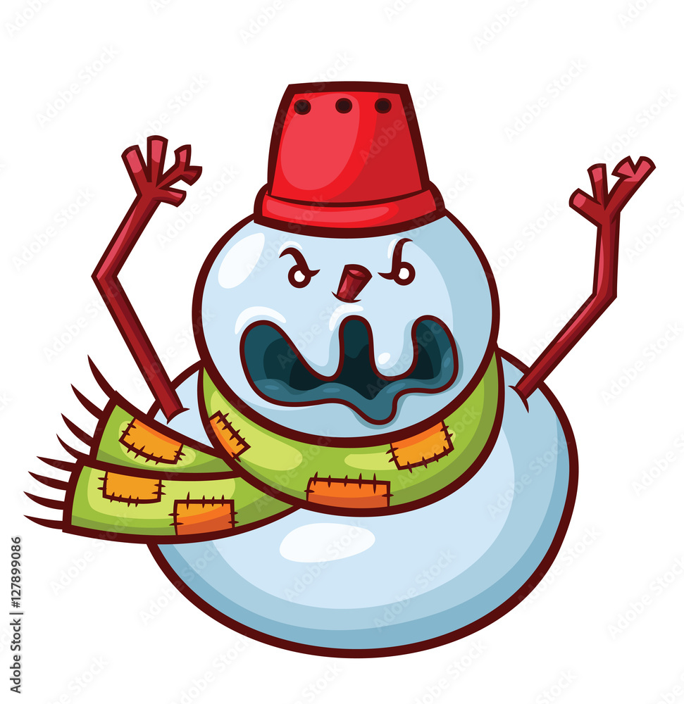 Angry Snowman Cartoon Stock Vector | Adobe Stock