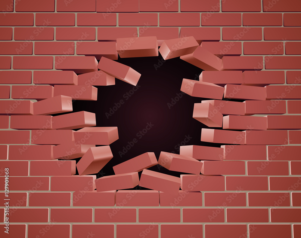 Breaking Brick Wall Hole Stock Vector | Adobe Stock
