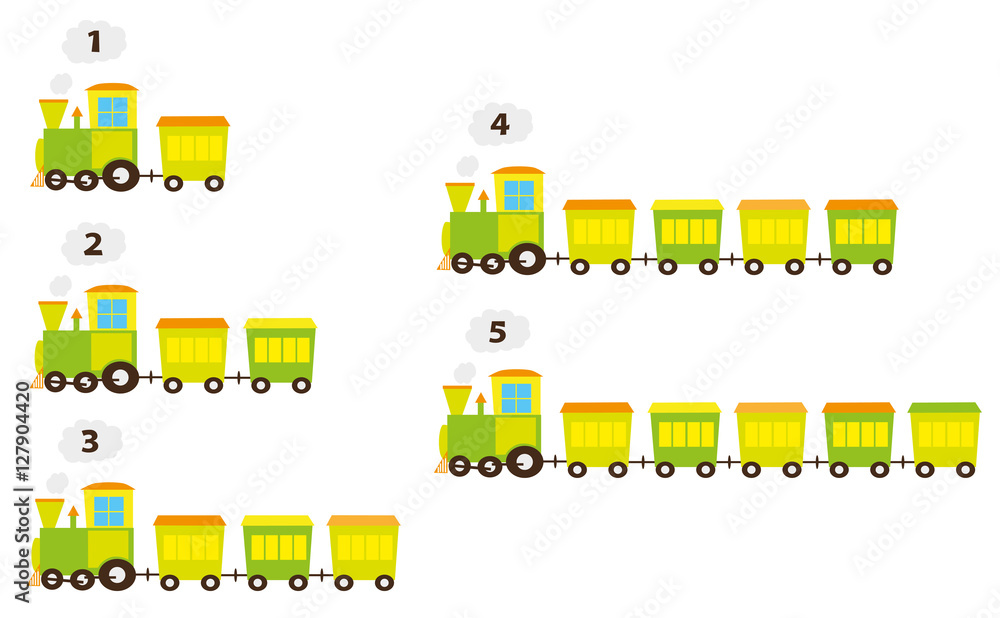 cartoon trains with numbers 1-5 / vector illustration for kids Stock ...