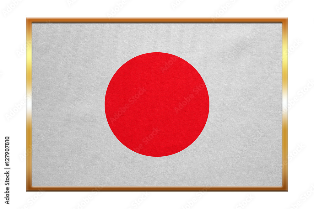 Flag of Japan , golden frame, fabric texture Stock Illustration | Adobe ...