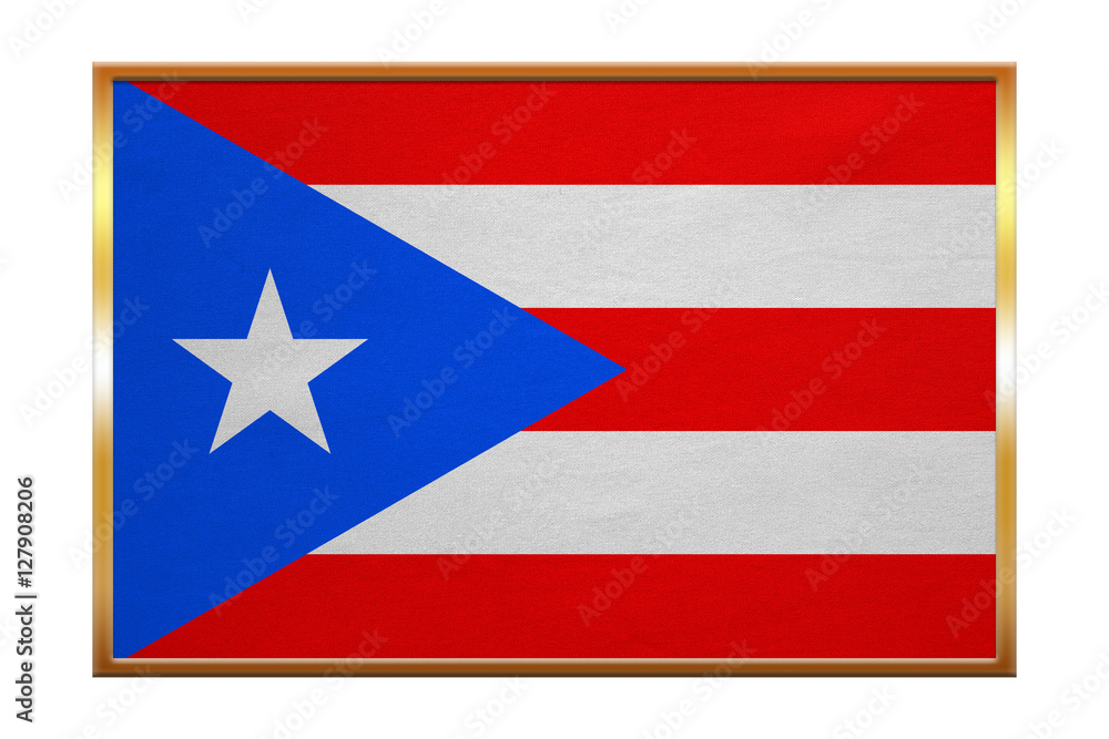 Flag of Puerto Rico , golden frame, fabric texture Stock Illustration ...