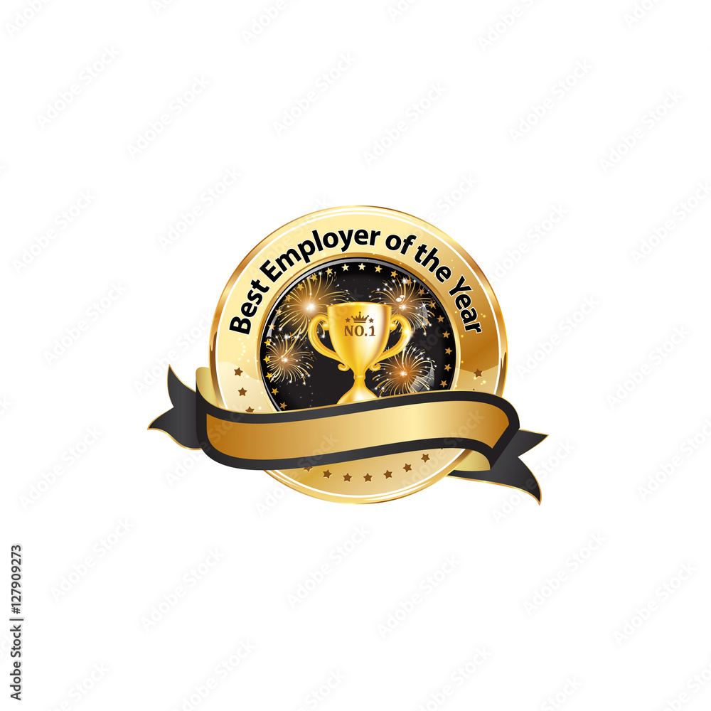 Best Employer of the year - business shiny ribbon award / decoration ...