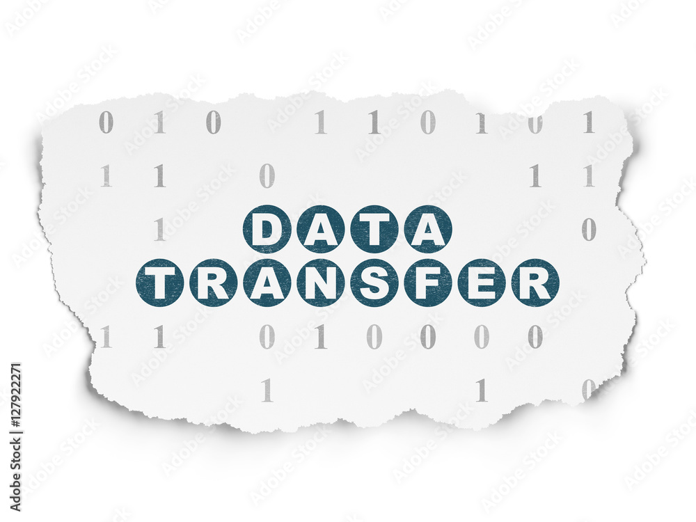Information concept: Data Transfer on Torn Paper background Stock ...