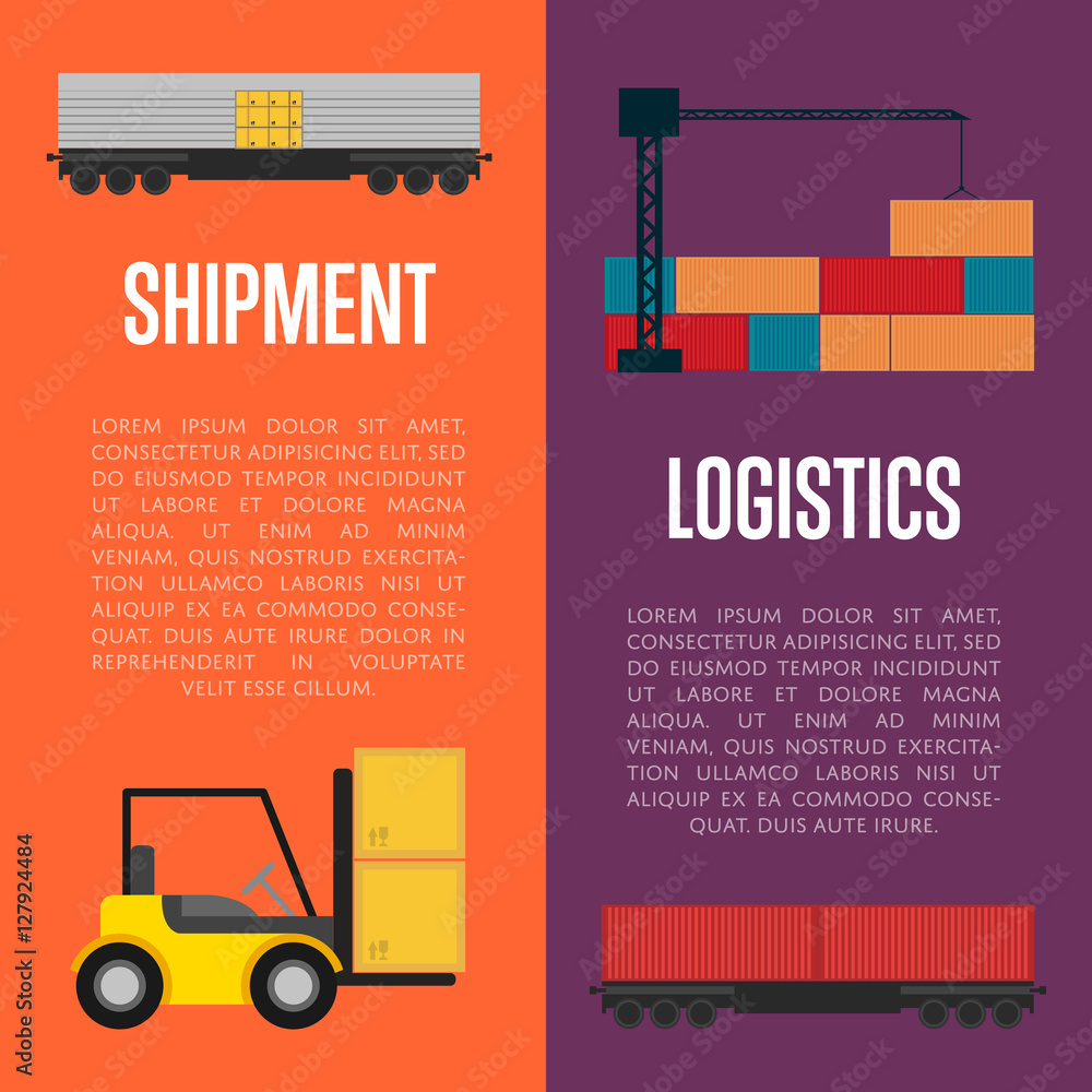 Logistics and shipment banner set vector illustration. Shipment ...
