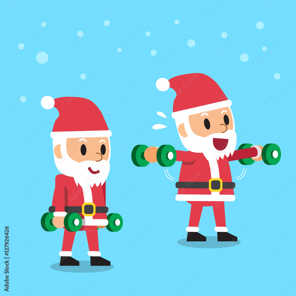 Vecteur Stock Cartoon santa claus doing dumbbell lateral raise exercise ...